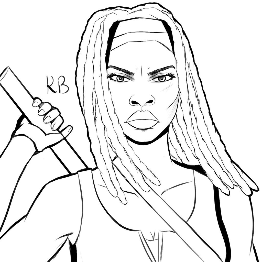 walking dead michonne coloring pages