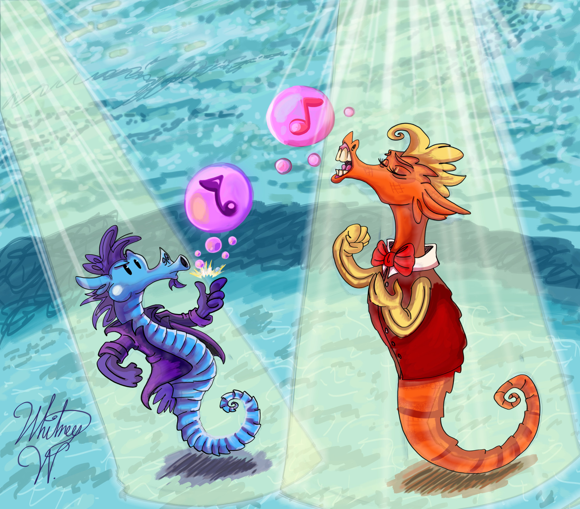 ArtStation - Seahorse Singing Duet/Duel