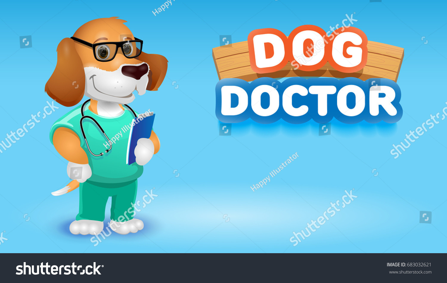 ArtStation - Dog doctor cute cartoon animal.Vector clip art illustration.