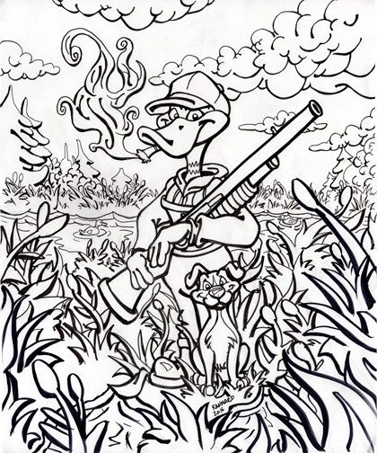 duck hunting coloring picture
