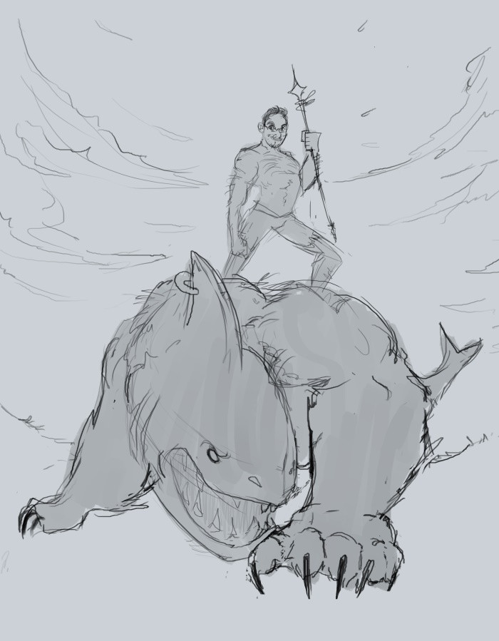 bear riding shark