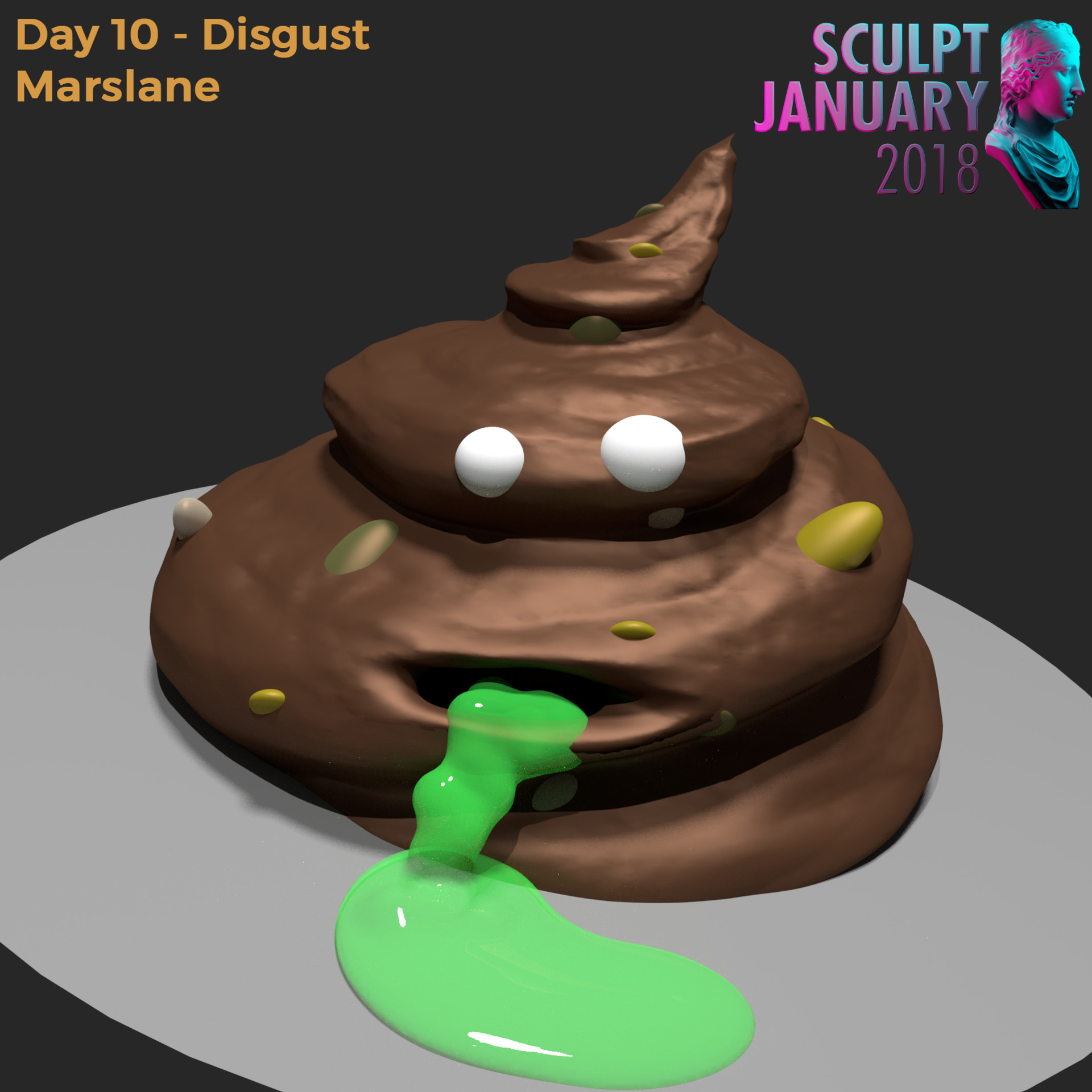 ArtStation - Sculpt January 2018 - Disgust - By Marslane