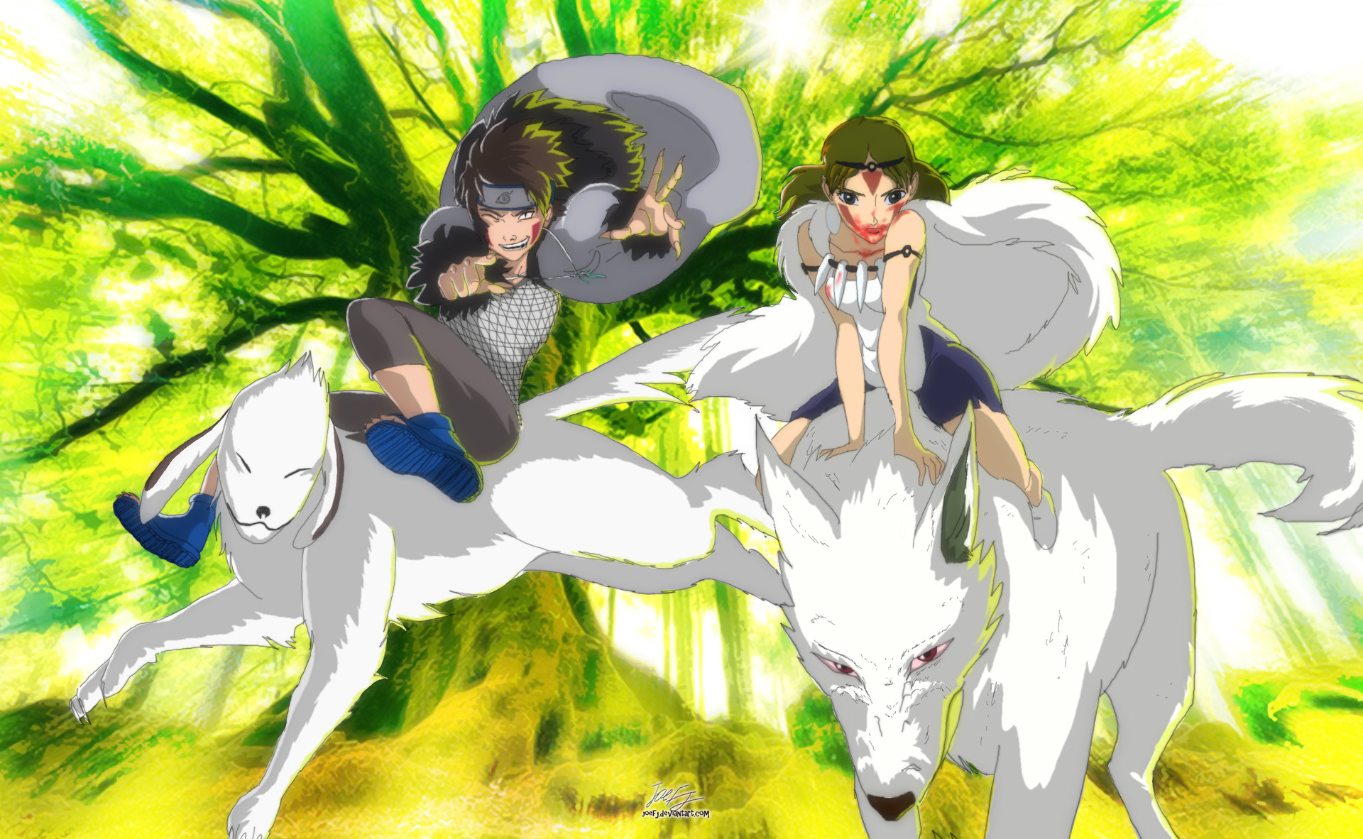 ArtStation - World's Collide. Kiba x Princess Mononoke