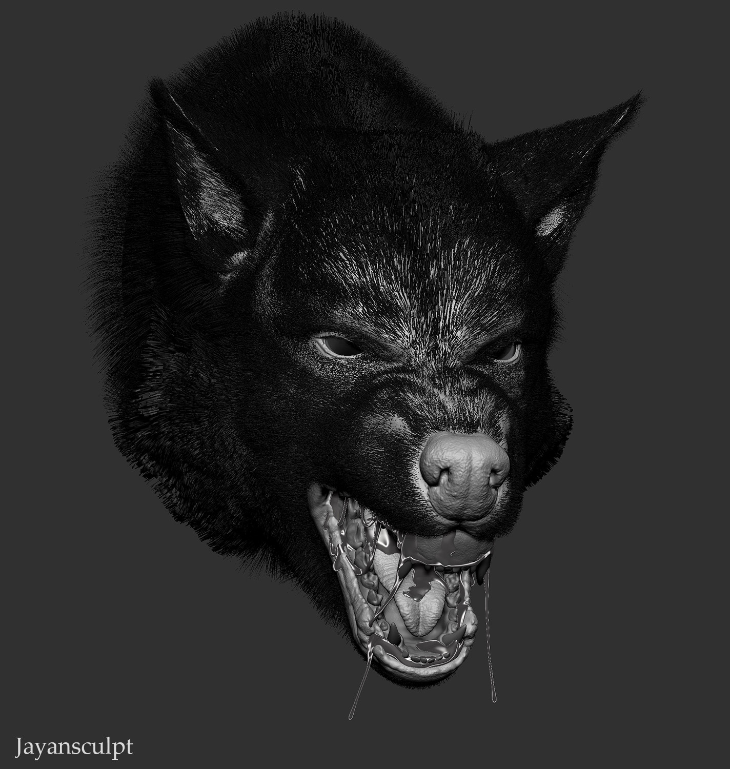 Jayan M - Zbrush Wolf Face Sculpt