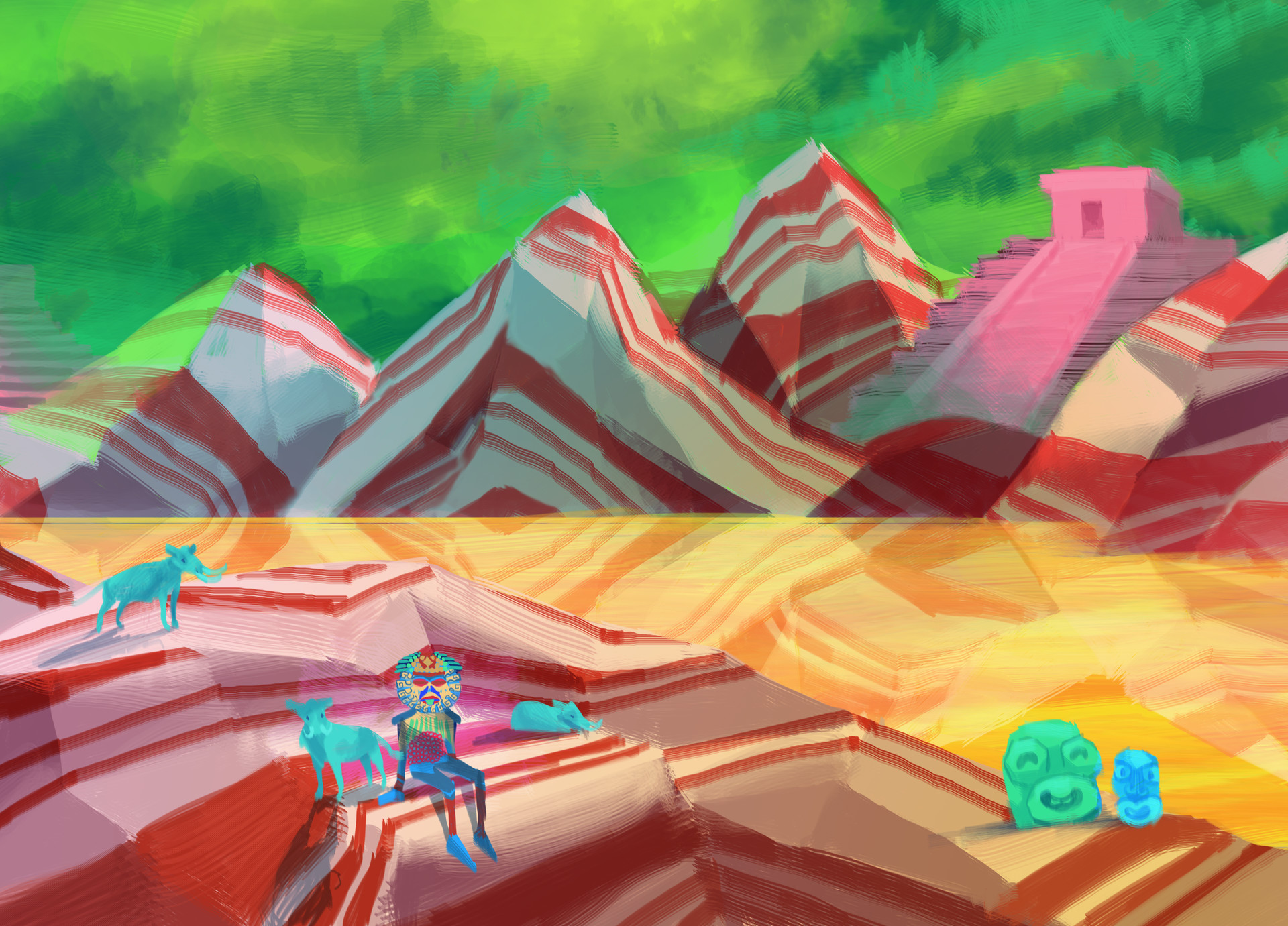 ArtStation - Bubblegum Mayan Landscape