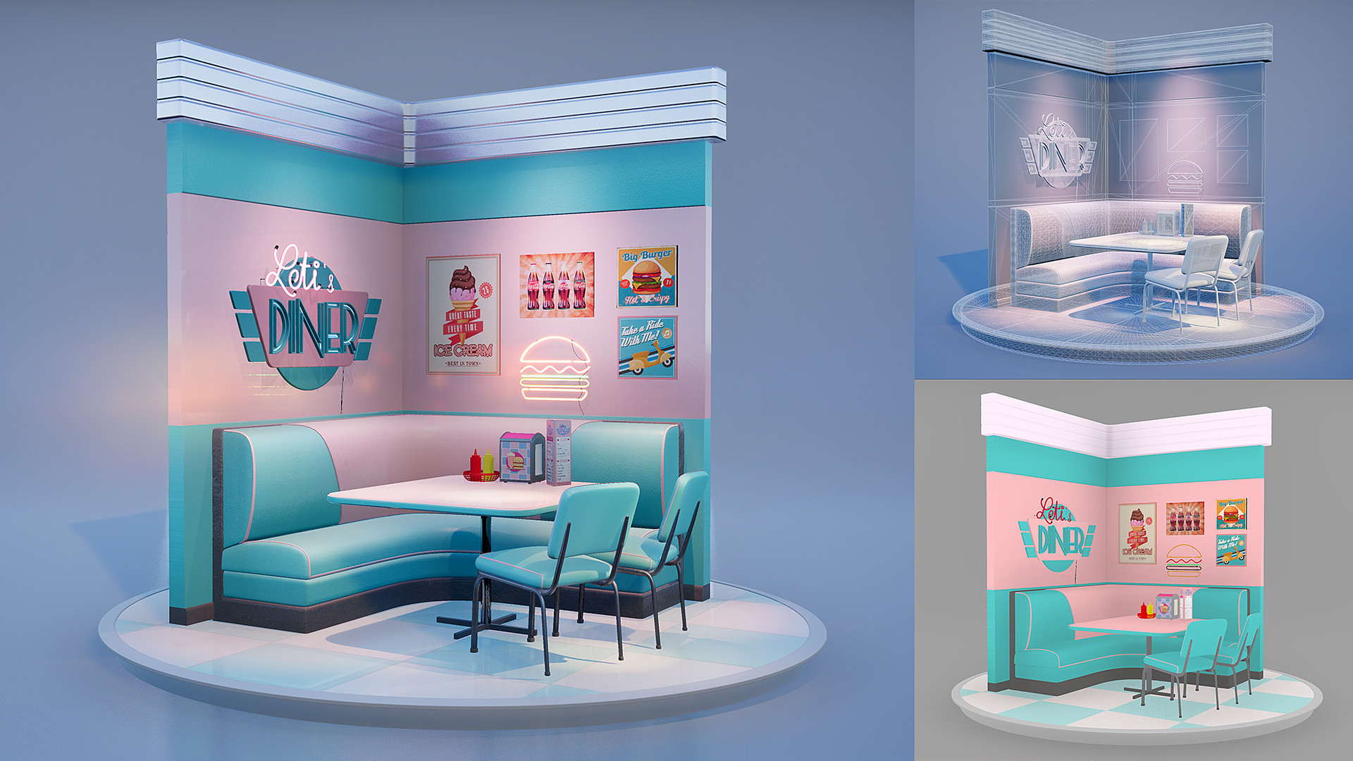 ArtStation - Cute American Diner
