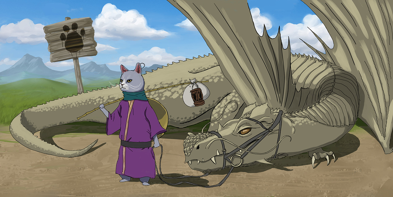 ArtStation - Cat and dragon