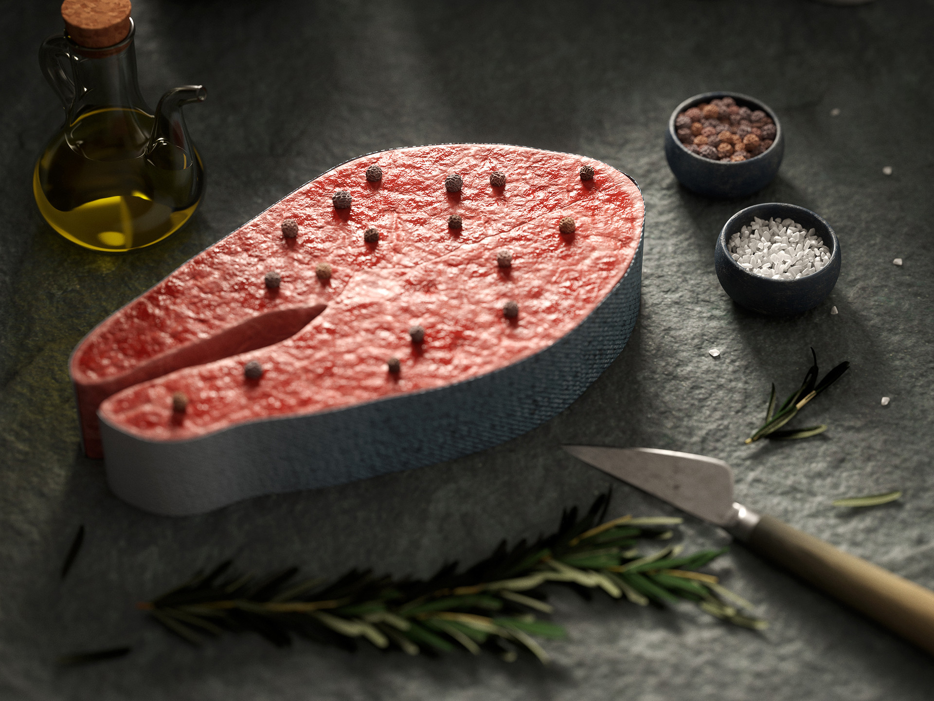 ArtStation - Raw Salmon Beef Steak