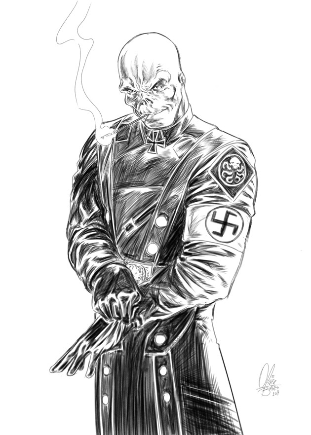 how to draw a red skull