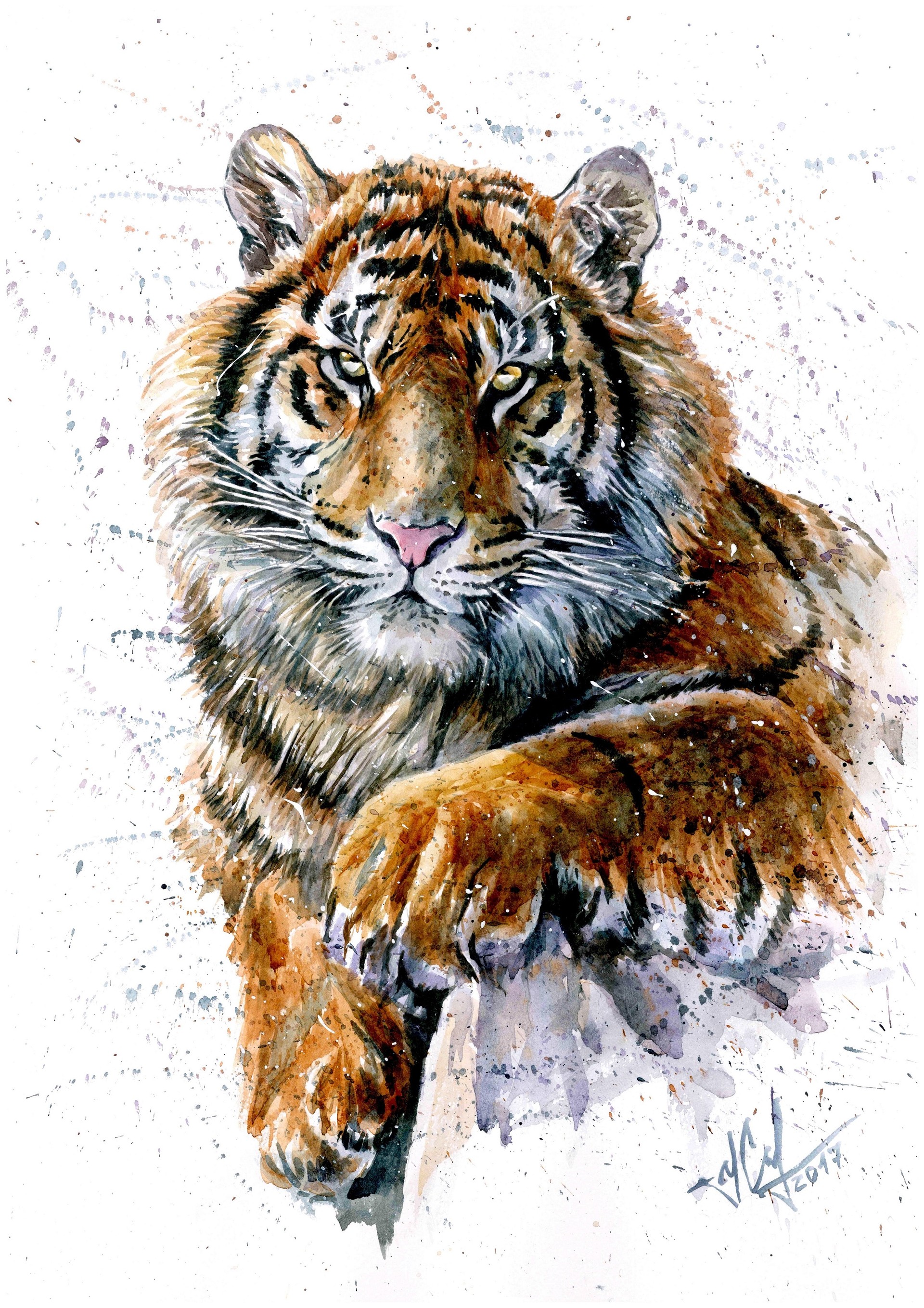 ArtStation - Tiger watercolor