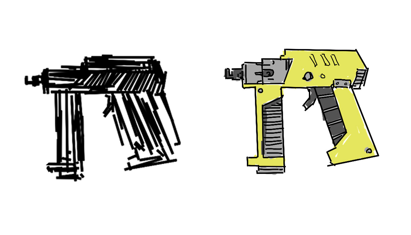 how to draw a nail gun