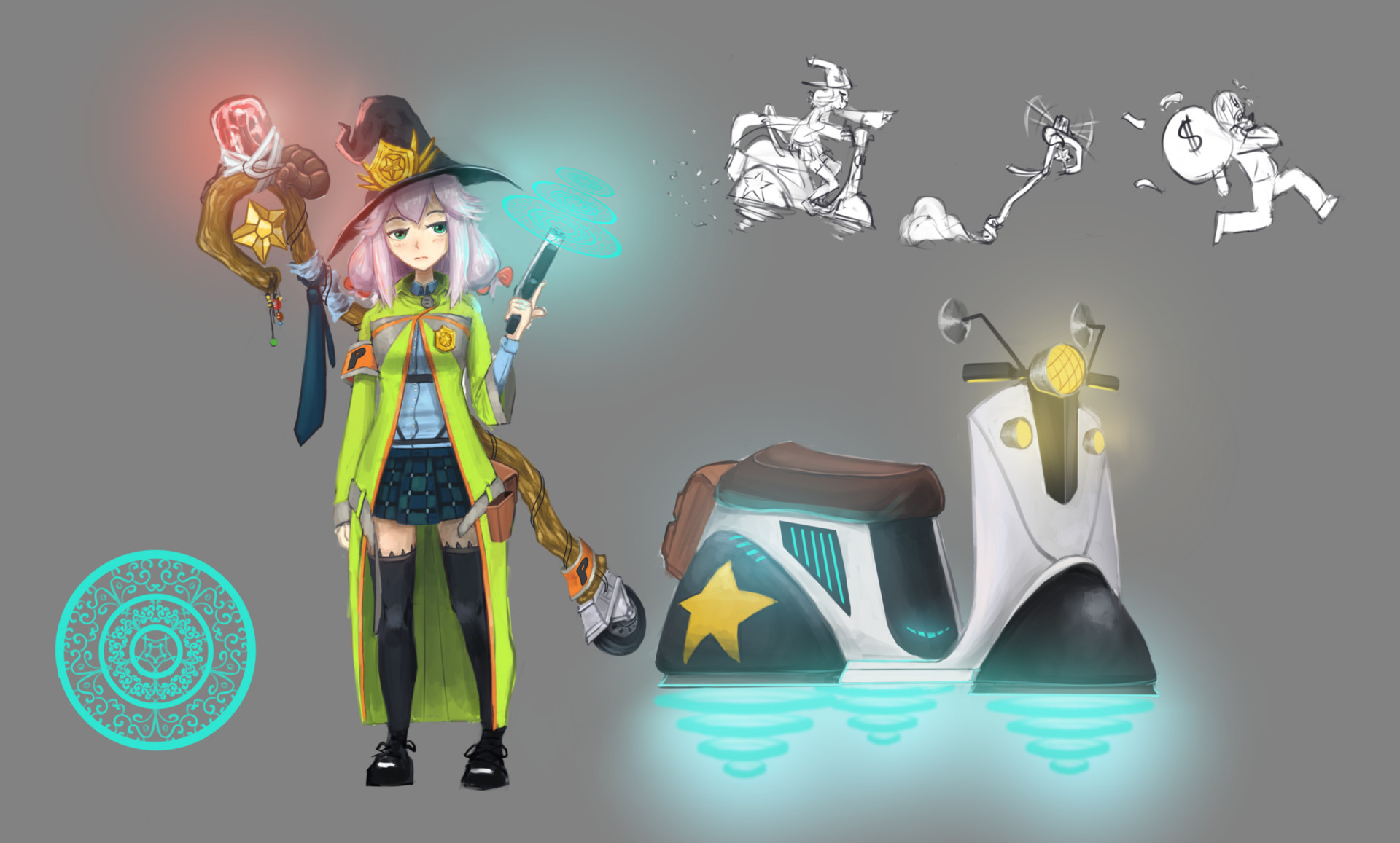 ArtStation - Magical cyber police witch girl