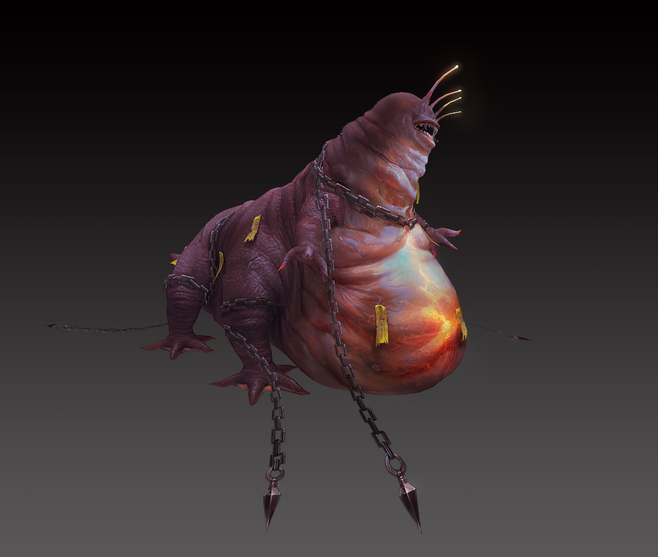 ArtStation - Monster； 食人怪 Cannibal；2016手绘模型；个人贴图小教程；Fat