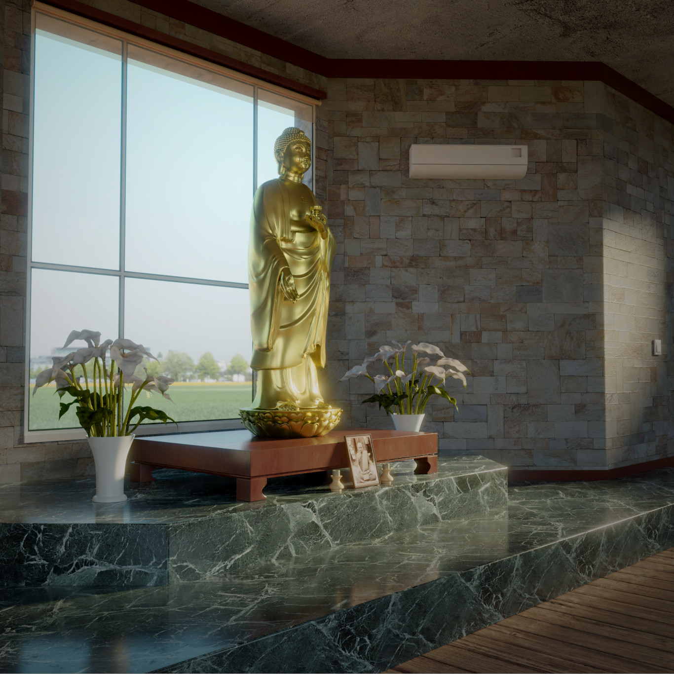 ArtStation - Buddhist meditation hall