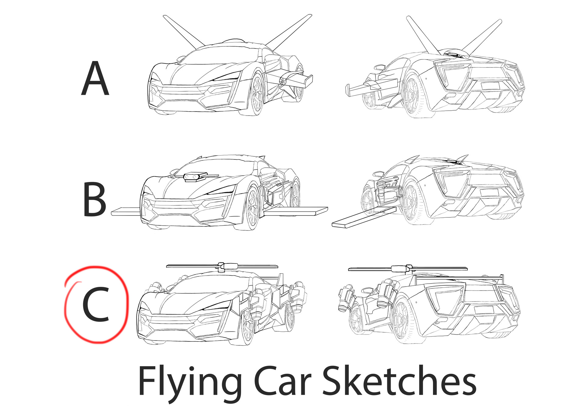 how to draw flying car step by step