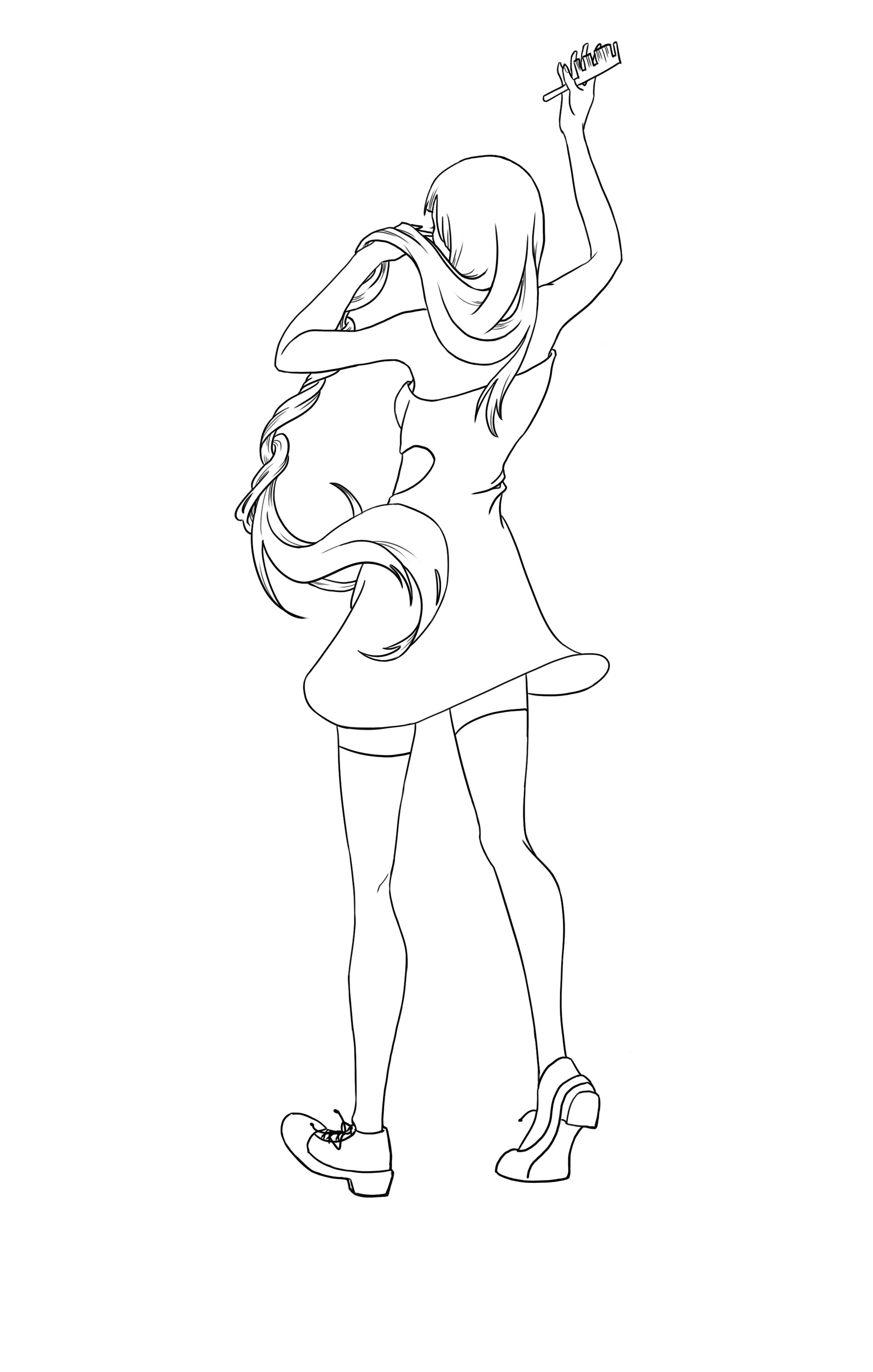 Qing (Q) - Character Design Line Work