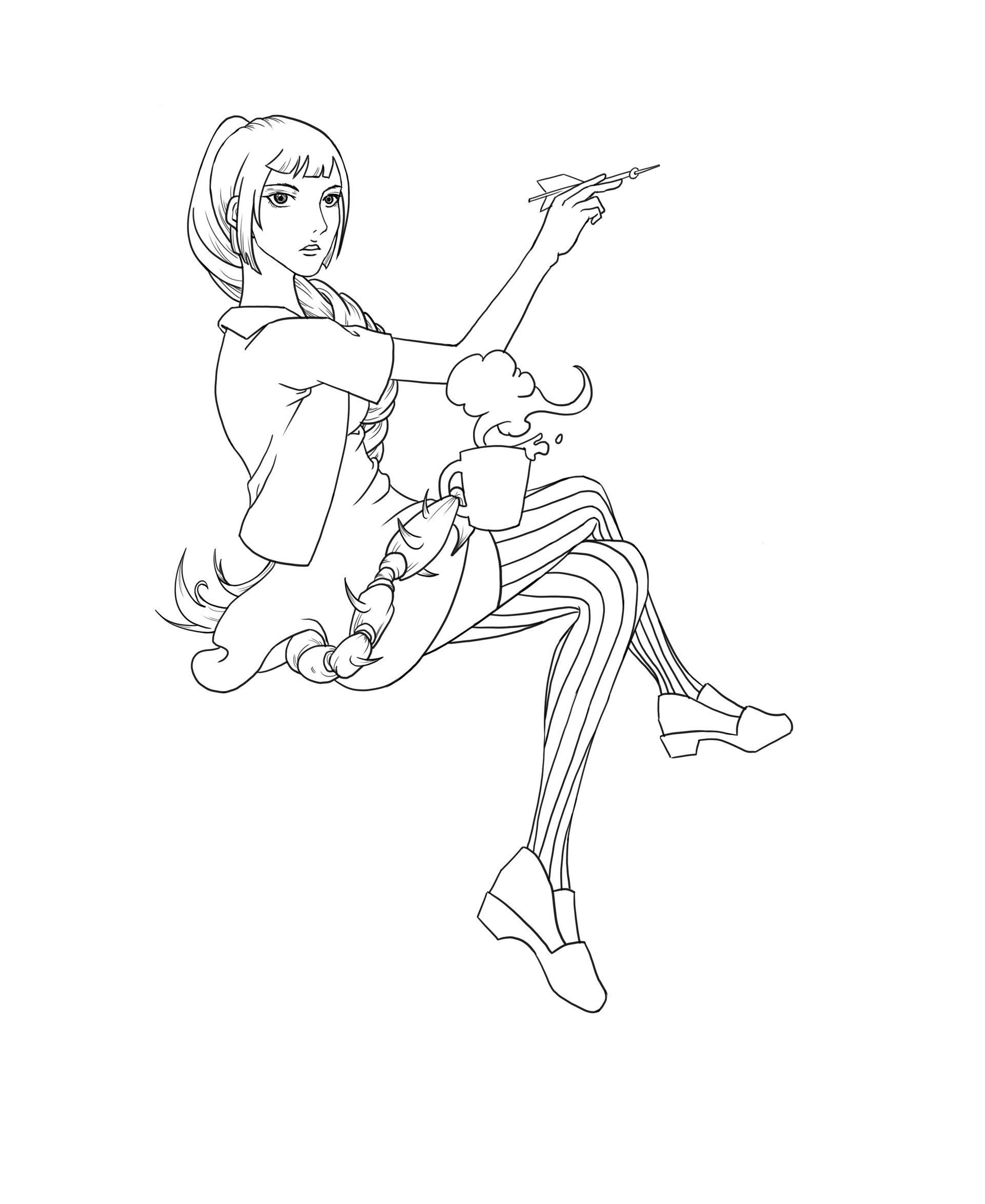 Qing (Q) - Character Design Line Work