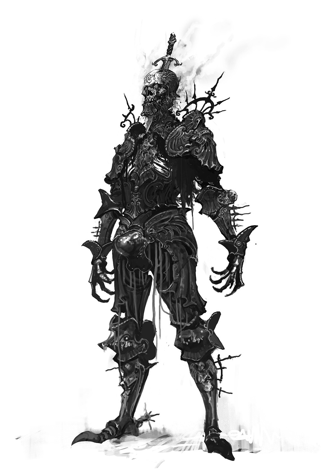 how to draw a death knight