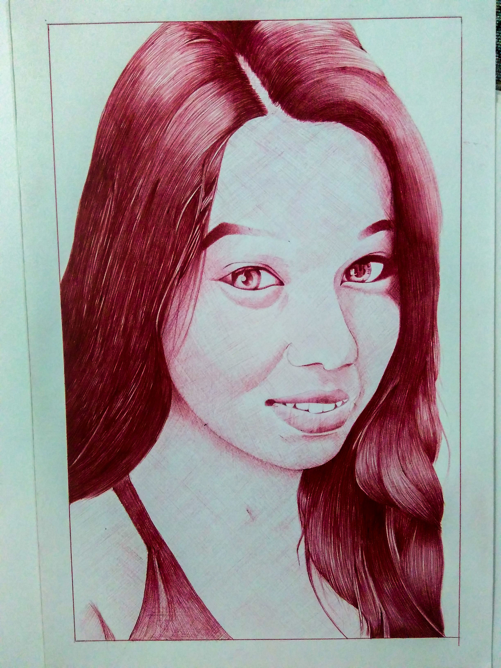 ArtStation - Red ball pen portrait sketch