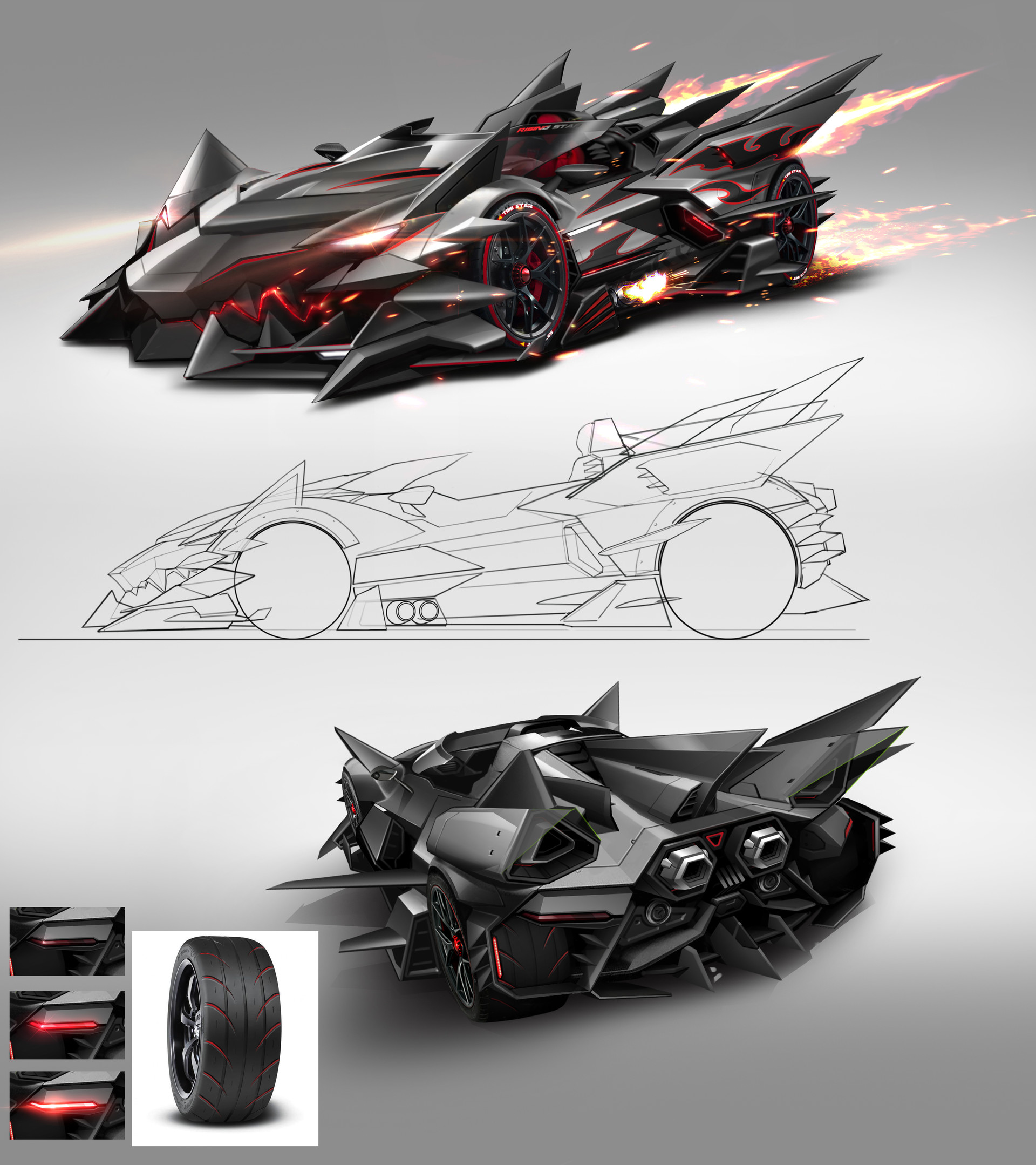 ArtStation - QQ飞车手游赛车 racing wolf The car design