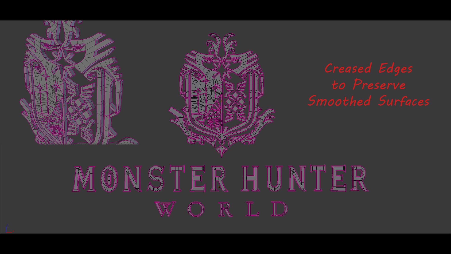 Adeel Ahmed - Process of Design - Monster Hunter World Logo | 3D Model