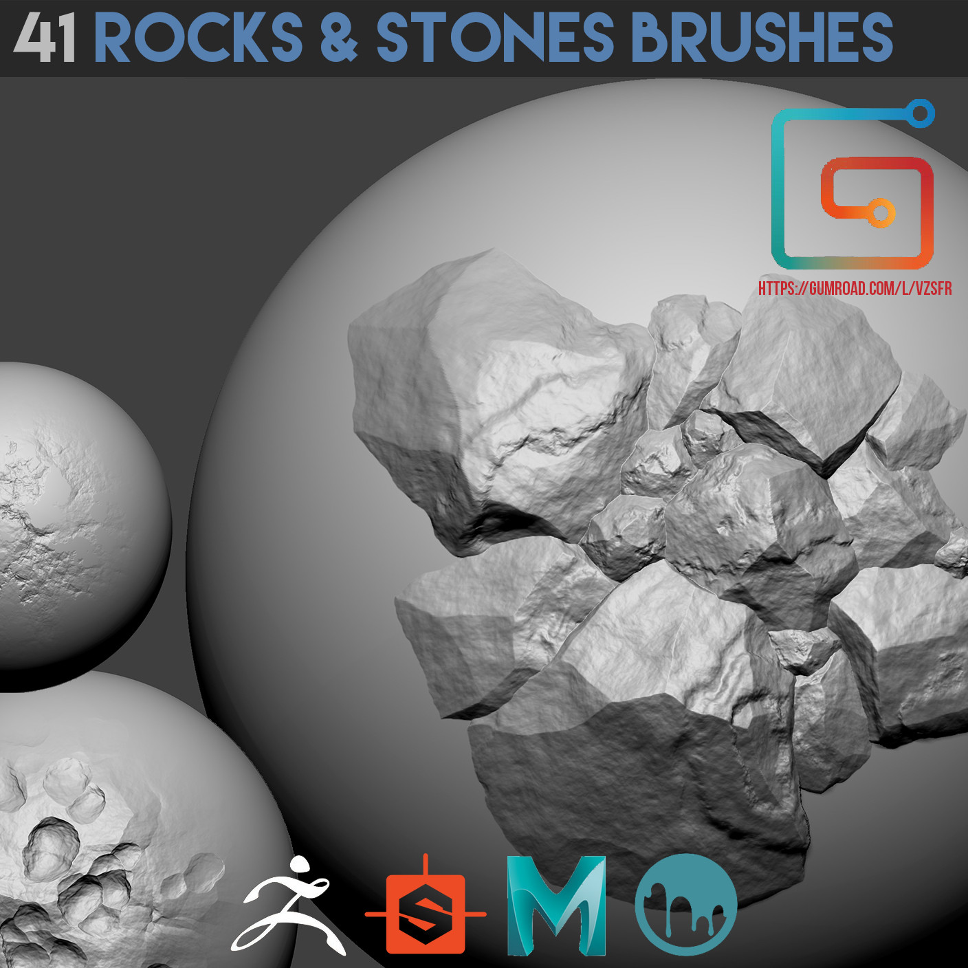 ArtStation - 41 Rocks & stones brushes