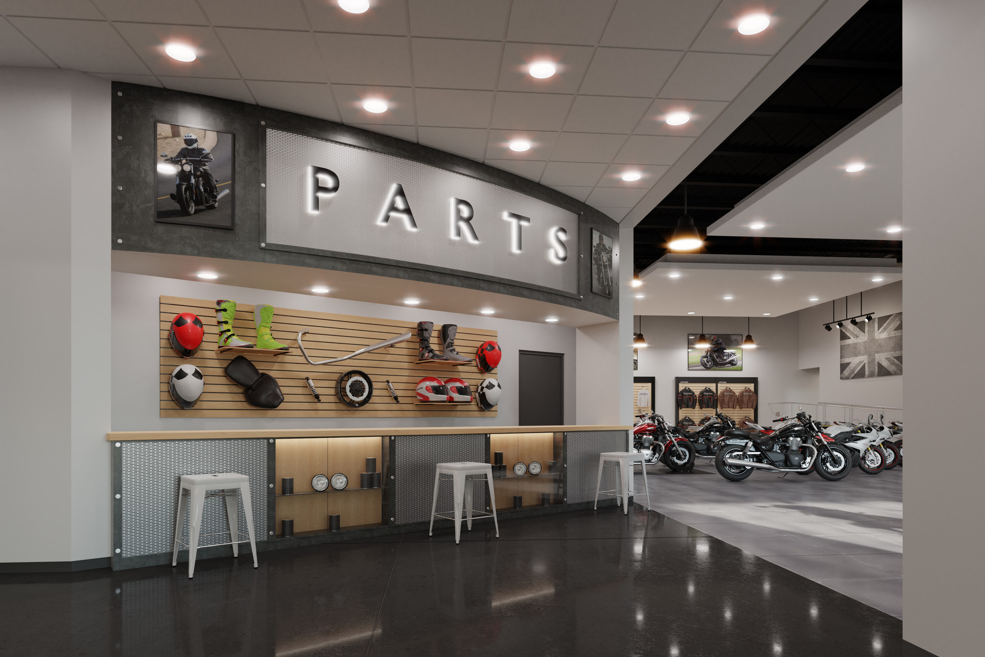 Aaron Smithey - Motorcycle retail interior renderngs