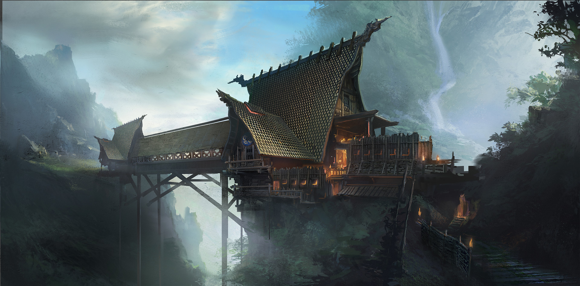 ArtStation - viking bridges/house