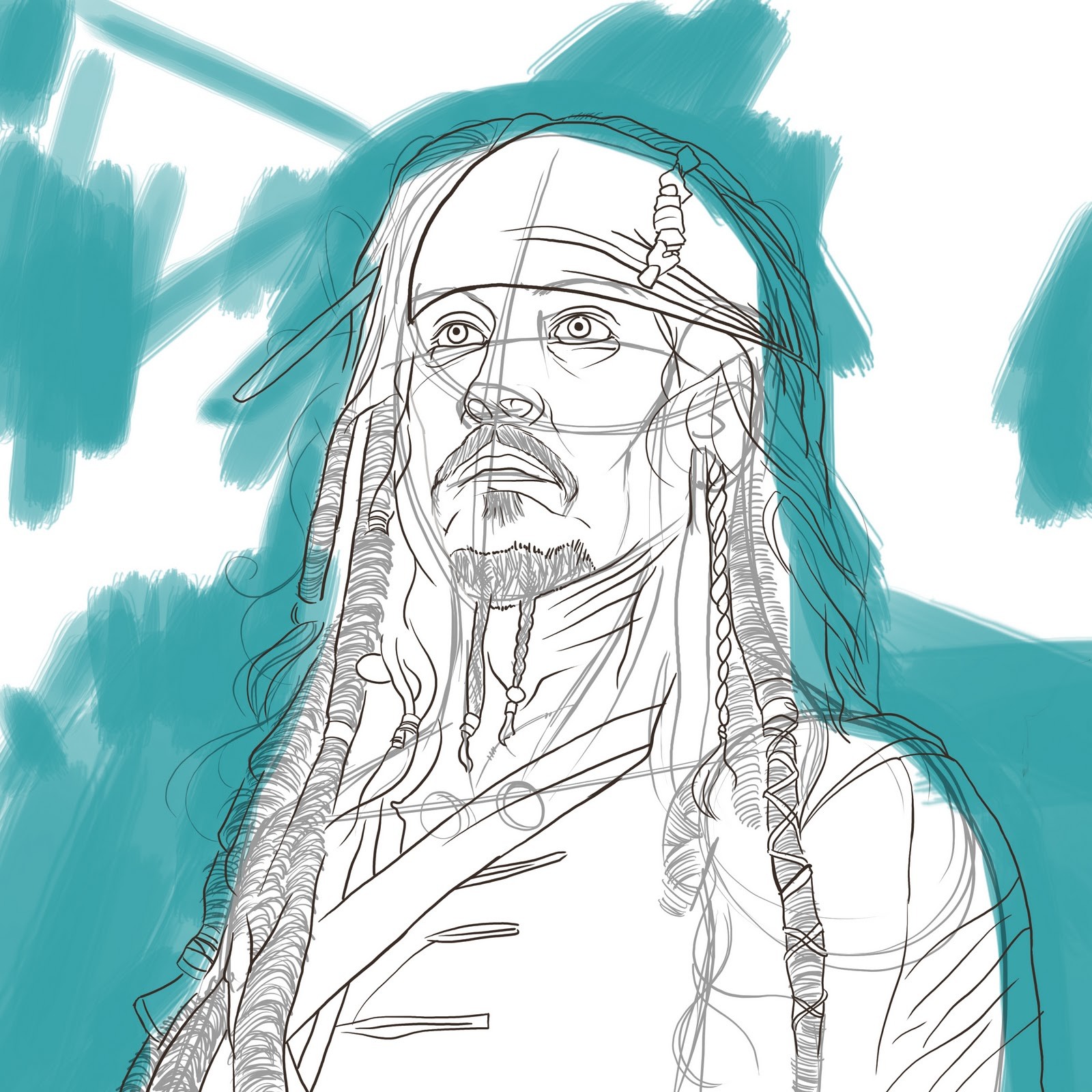 how to draw captain jack sparrow step by step