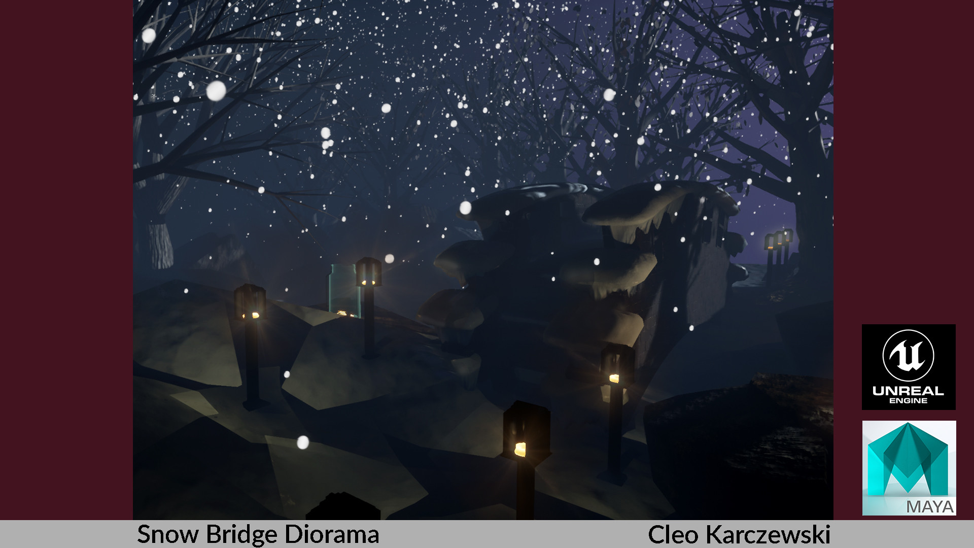 ArtStation - Snowy Bridge Diorama
