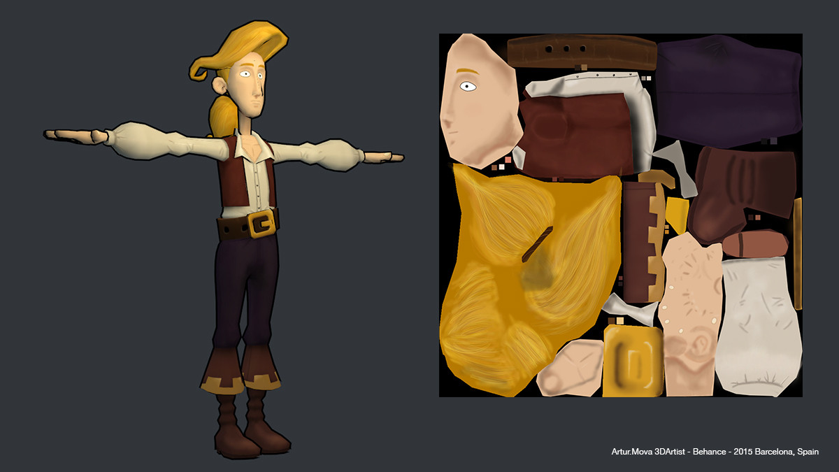 ArtStation - Guybrush Threepwood Low Poly Modeling