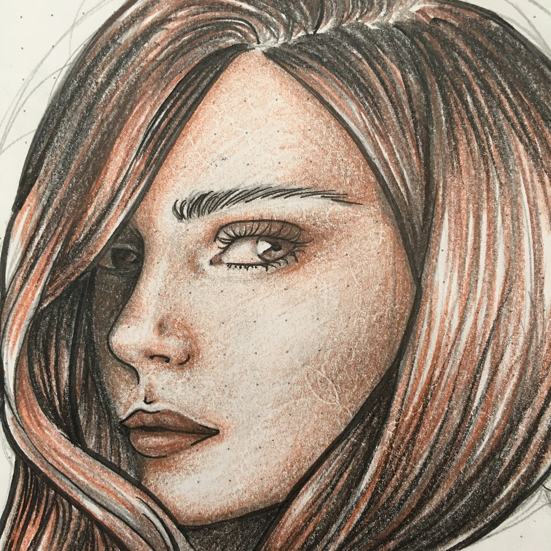 how to draw a face looking over shoulder