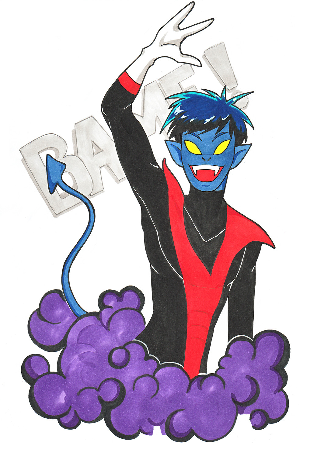 how to draw chibi nightcrawler