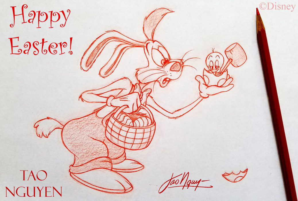 ArtStation - Tao Nguyen's Roger Rabbit Easter Sketch Drawing