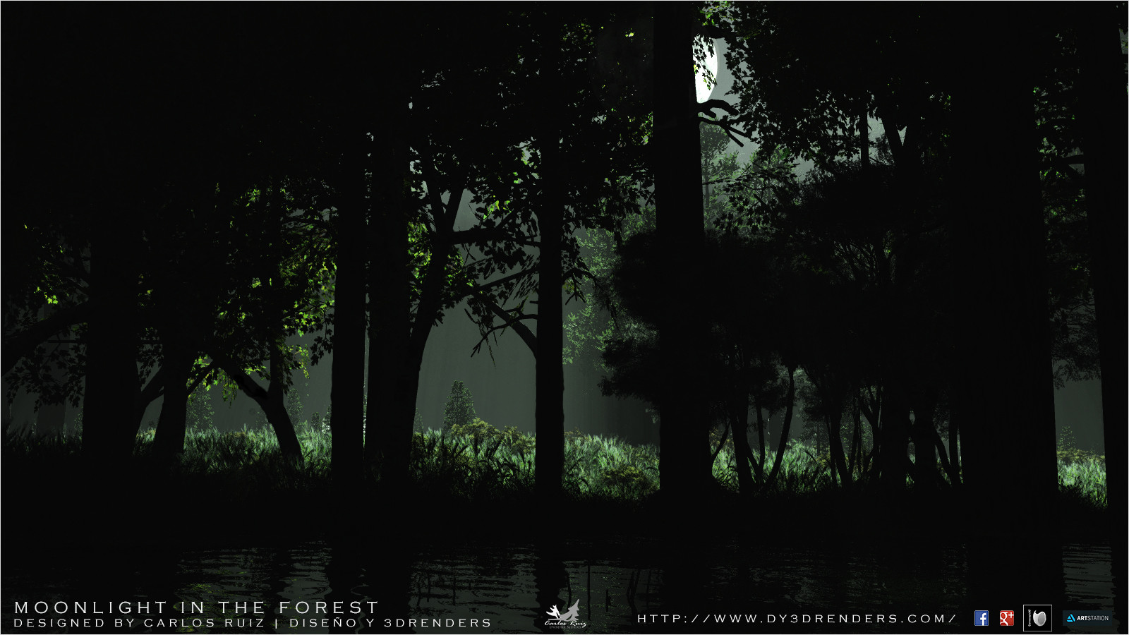 ArtStation - Moonlight in the Forest