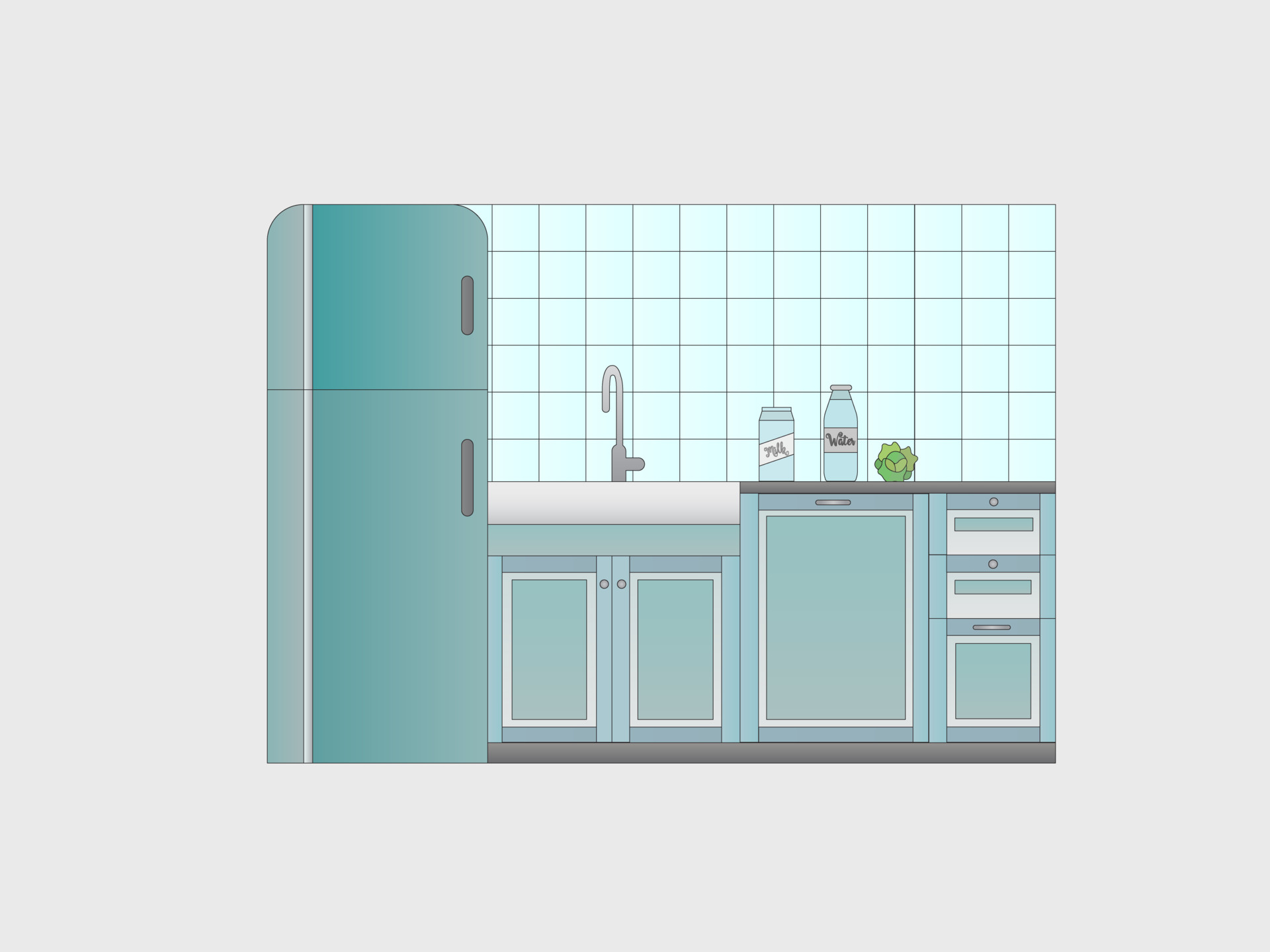 ArtStation - Flat Art Kitchen
