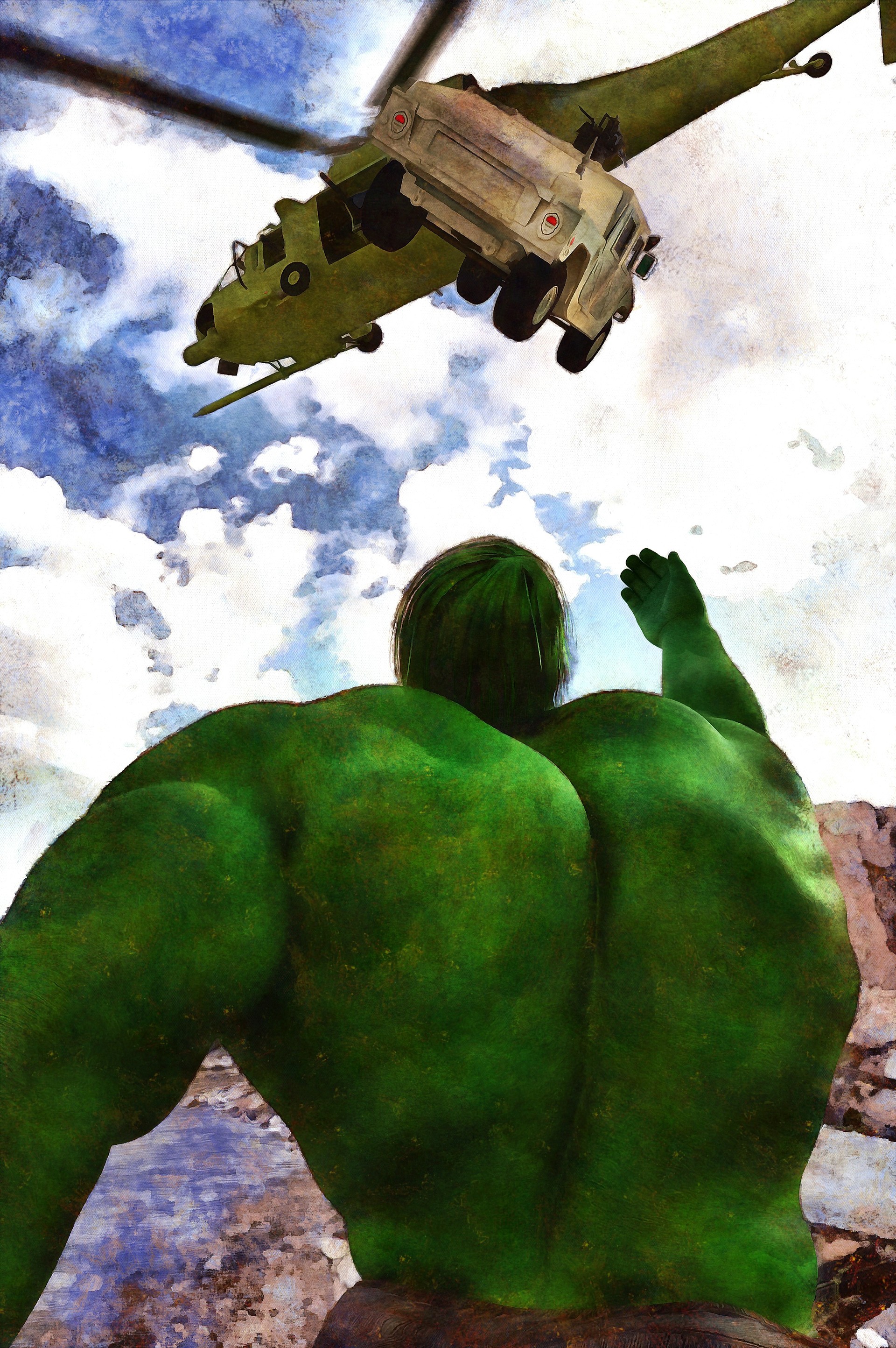 ArtStation - Hulk vs. Blackhawk Helicopter (a.k.a. Hulking Out)