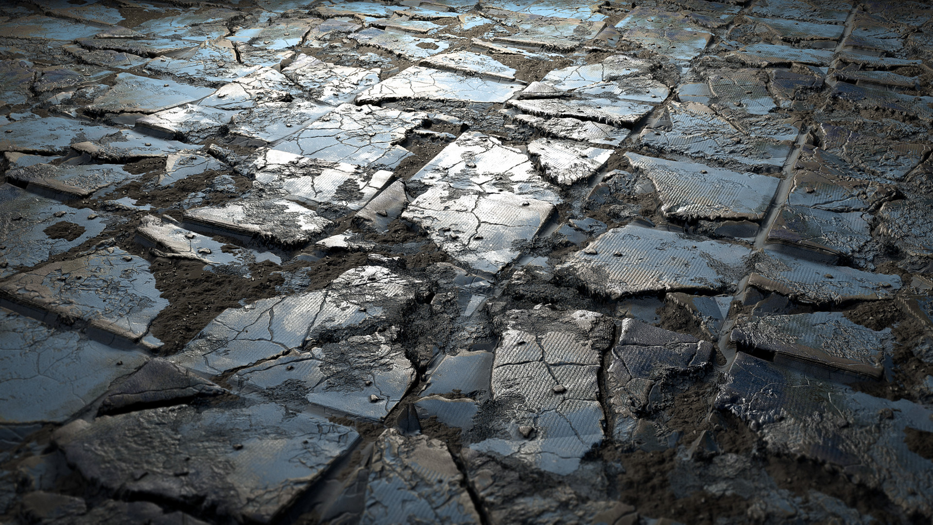 ArtStation - Blue Painted Broken Tile