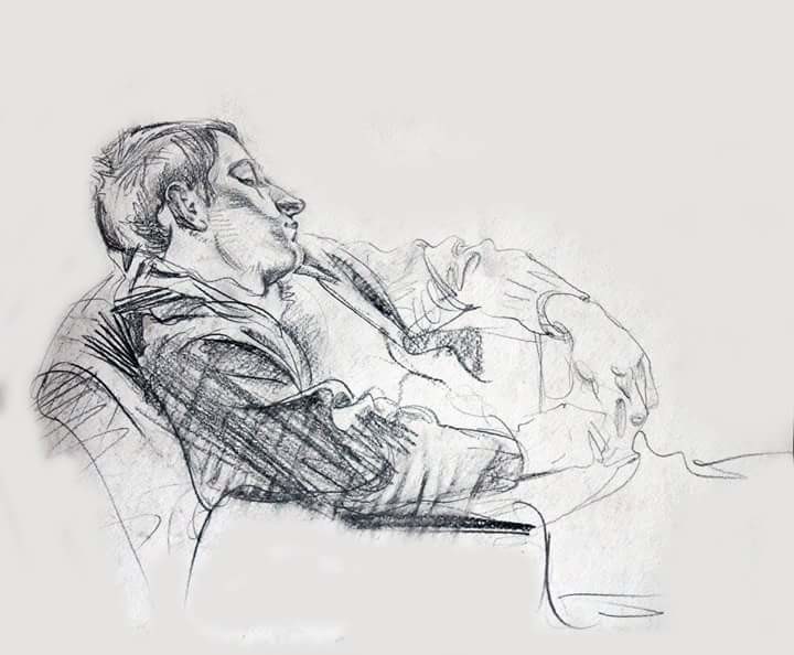 man sleeping drawing reference
