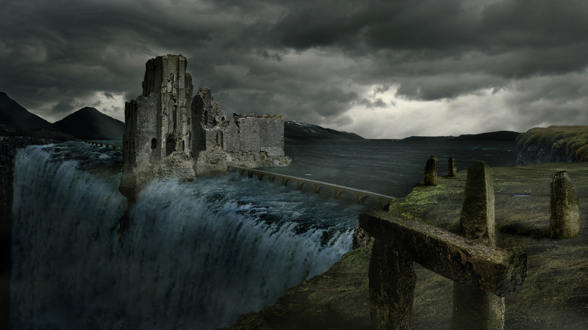 ArtStation - Castle Waterfall