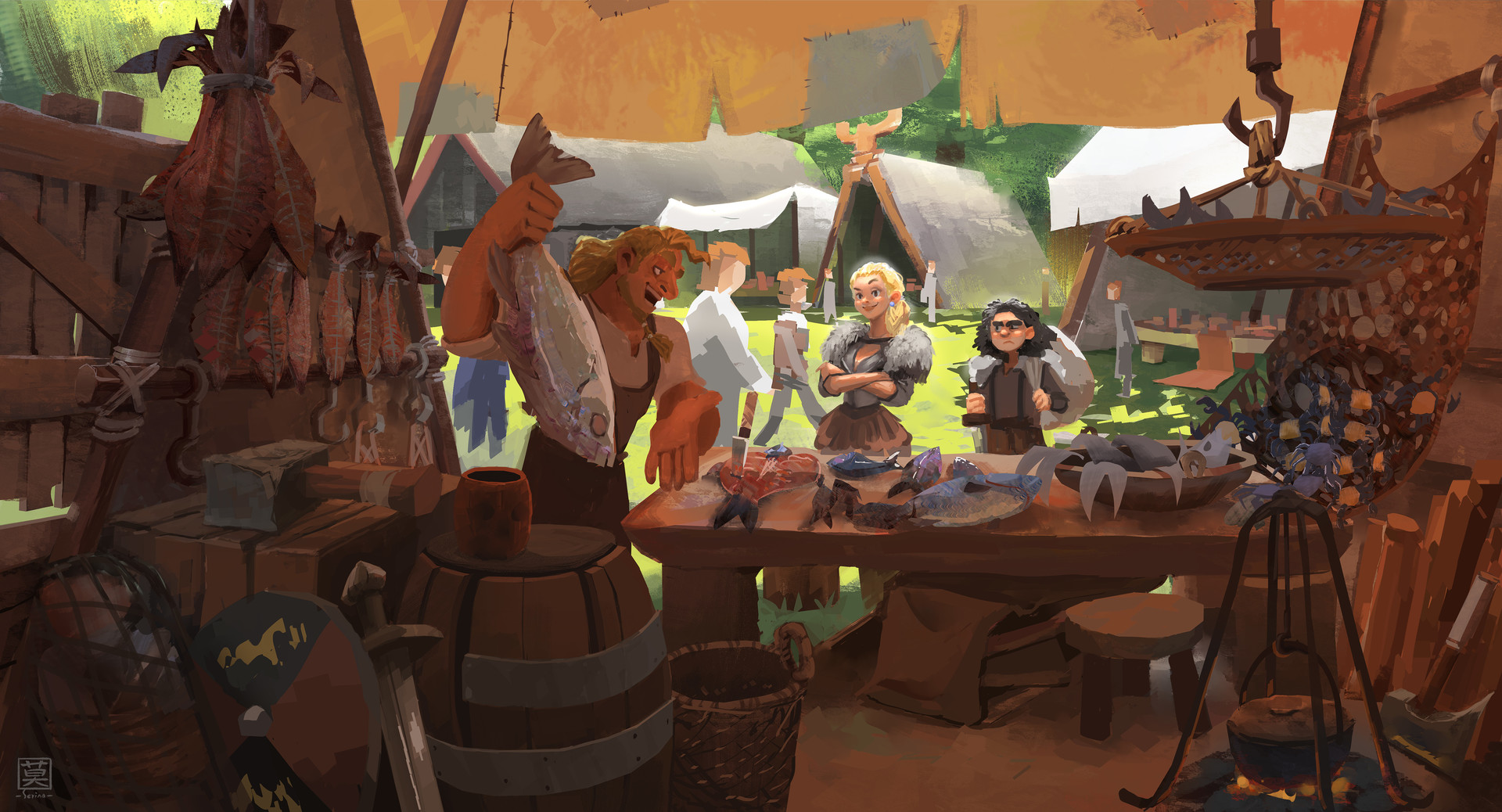 ArtStation - Viking fish market