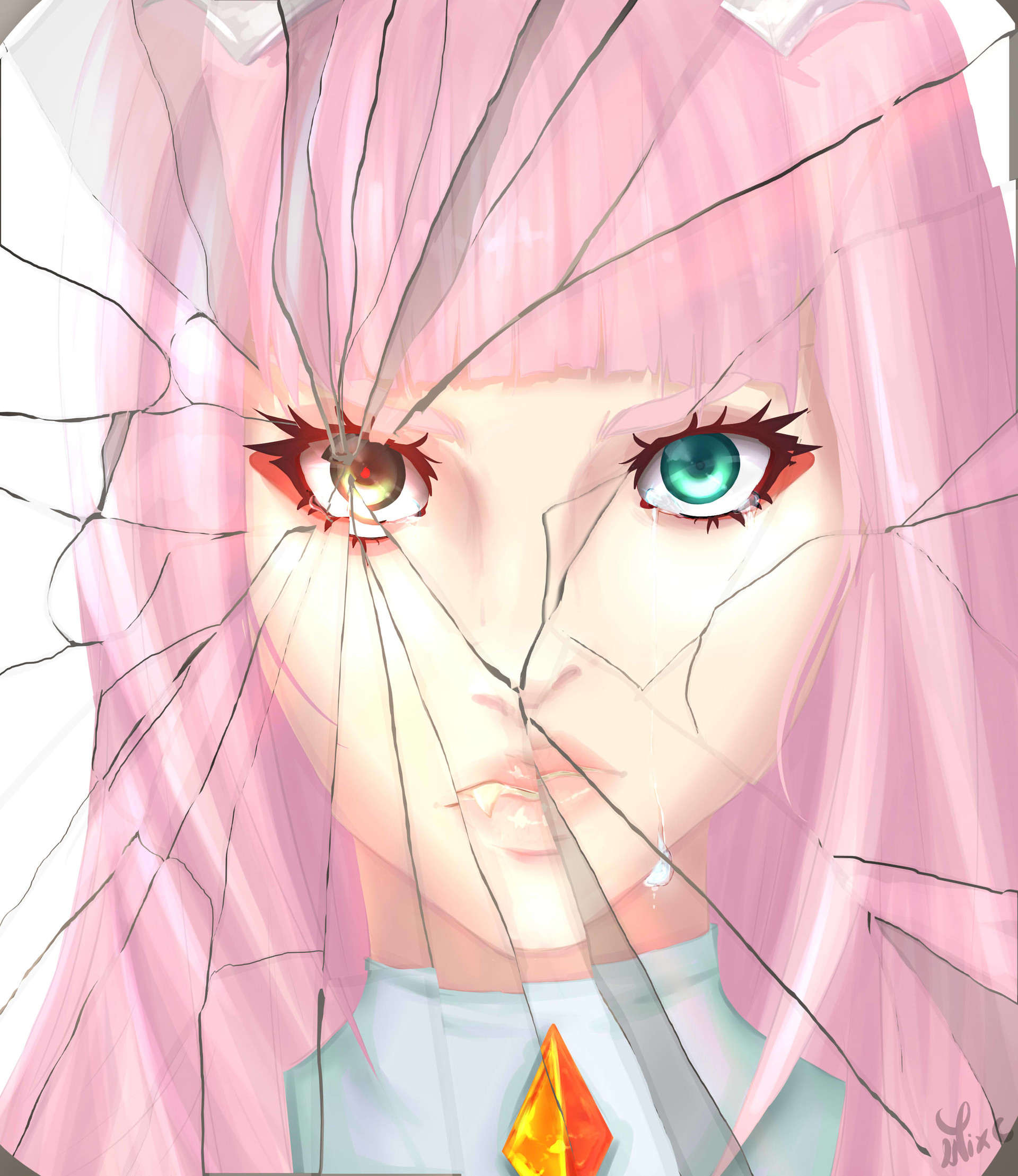 how to draw zero two eyes