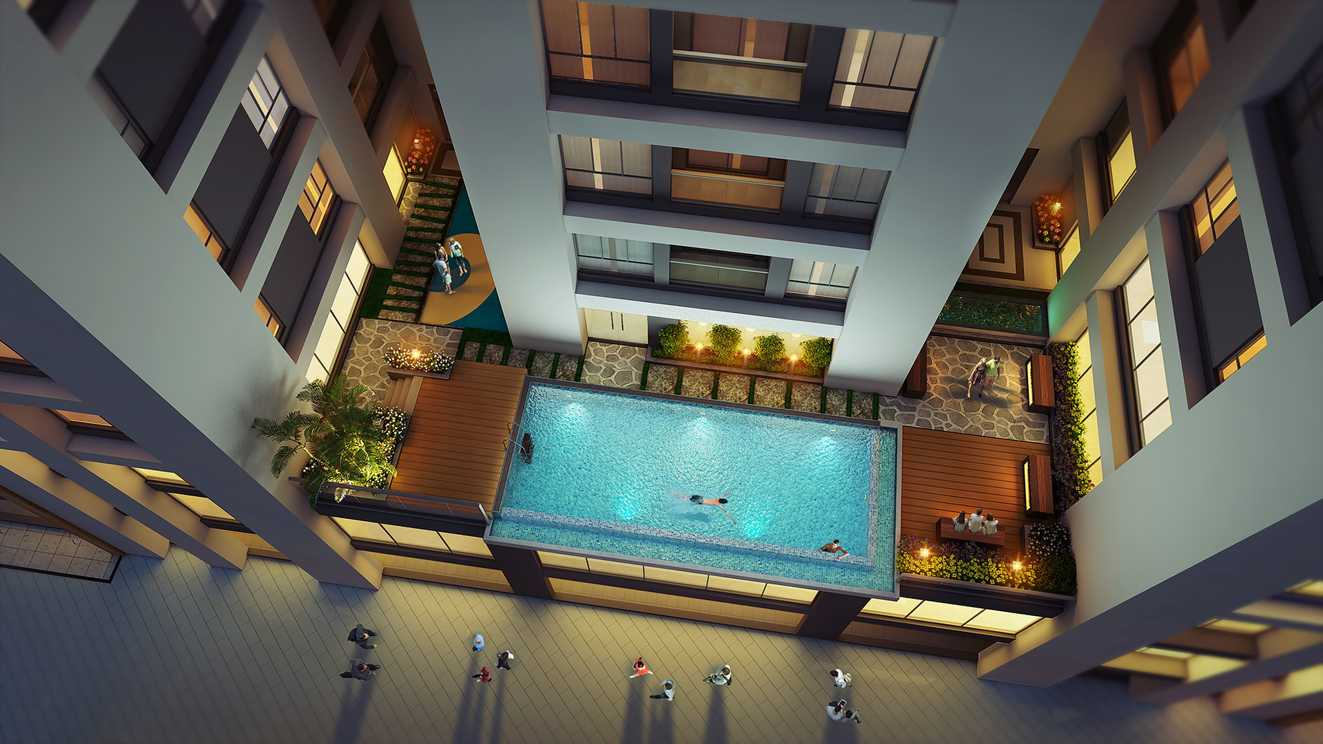 ArtStation - Pool_Side_View_Apartment