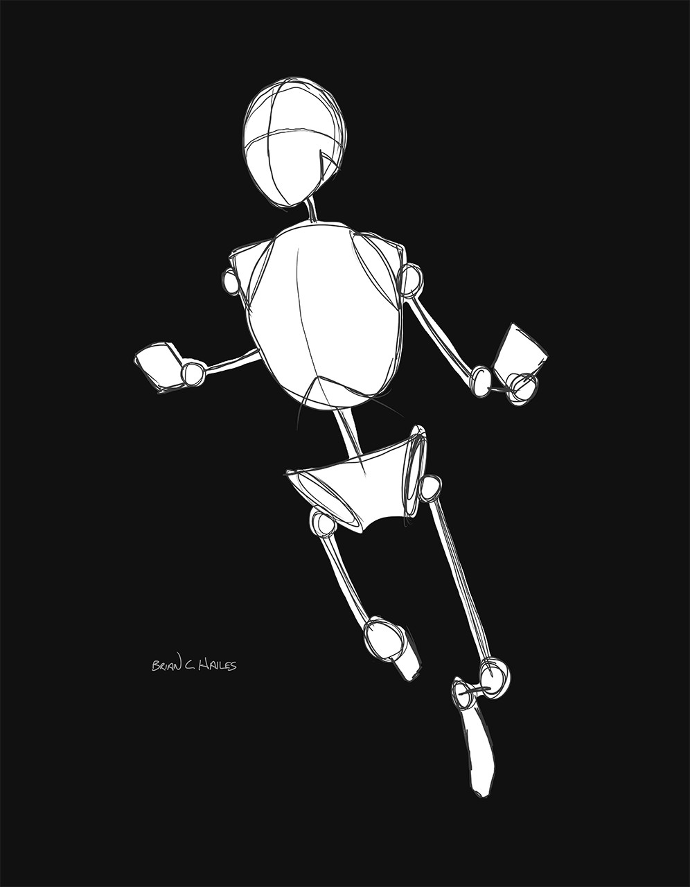 Brian C Hailes - Female Figure Study - Flying with Fists