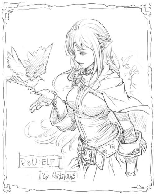 ArtStation - Dungeons & Dragons Elf Sketch1-2