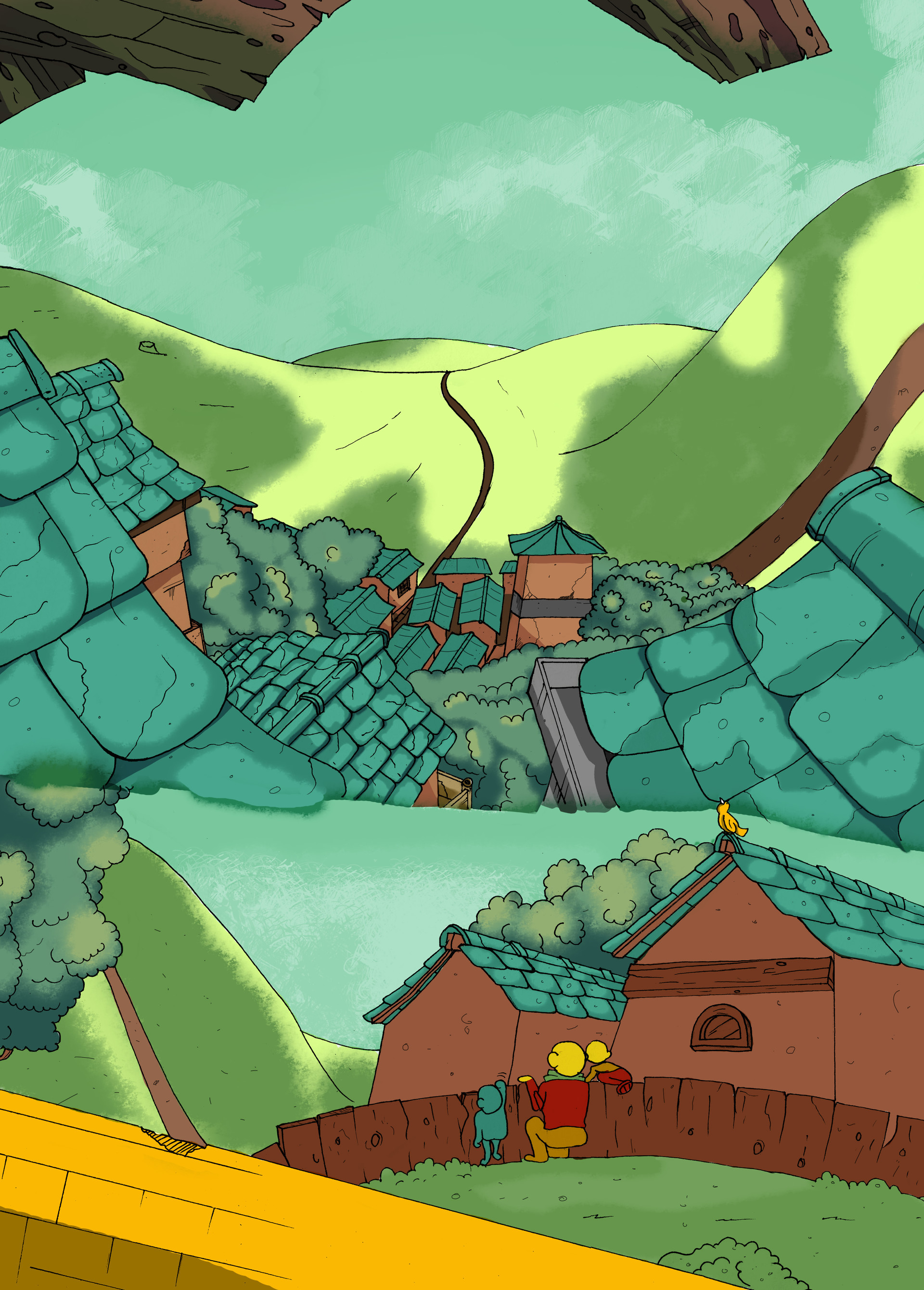 ArtStation - Cenário de Vila, quadrinhos. Village scene, comic