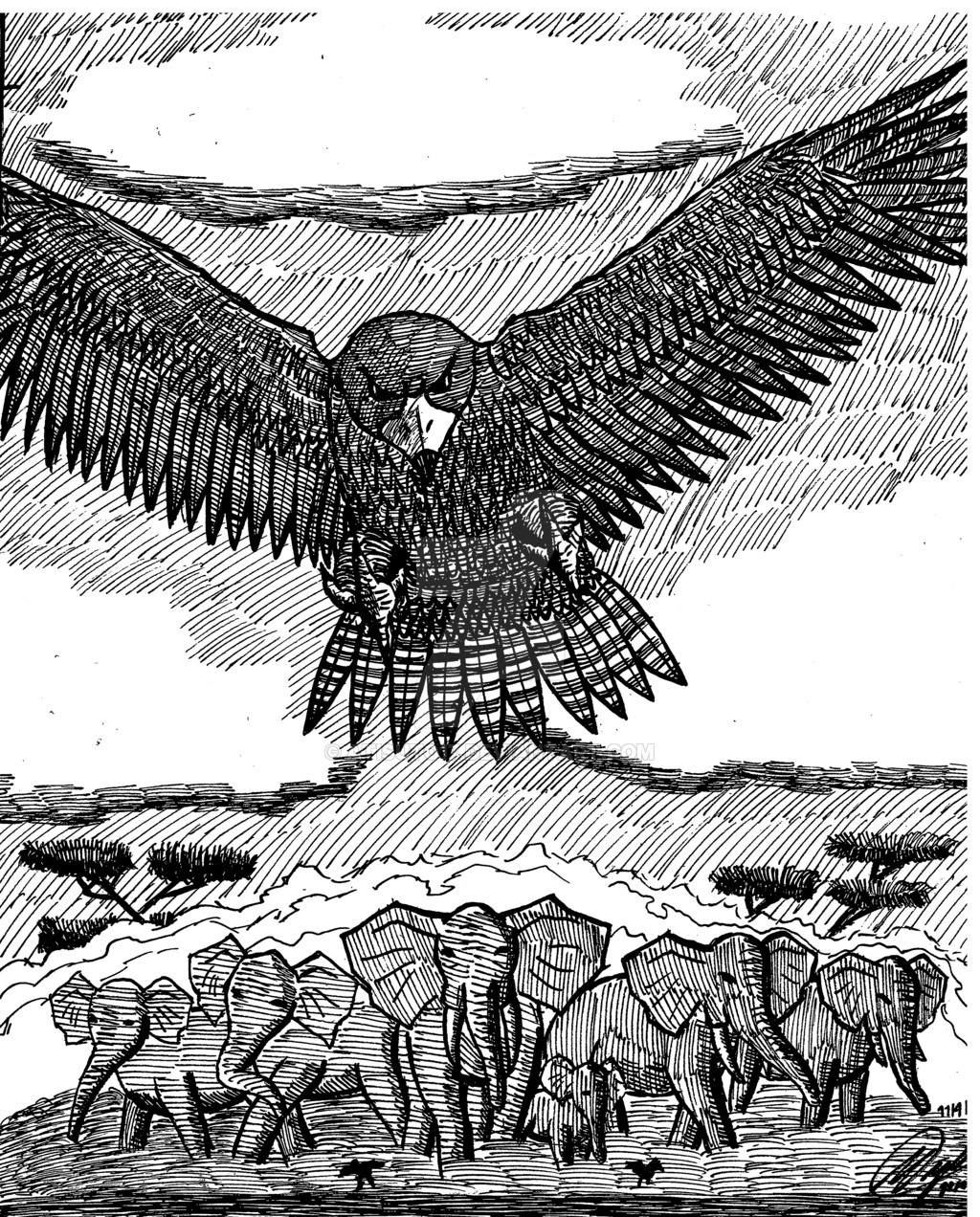 ArtStation - Rokh hunting elephants