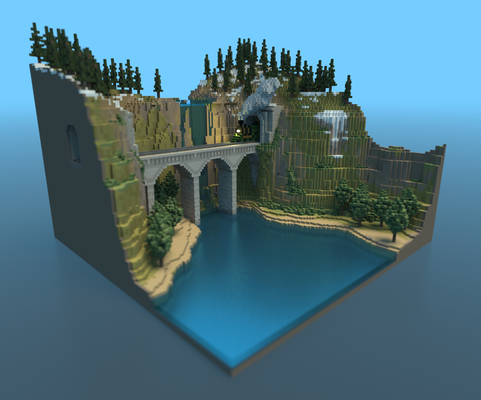 ArtStation - Voxel Train Trestle