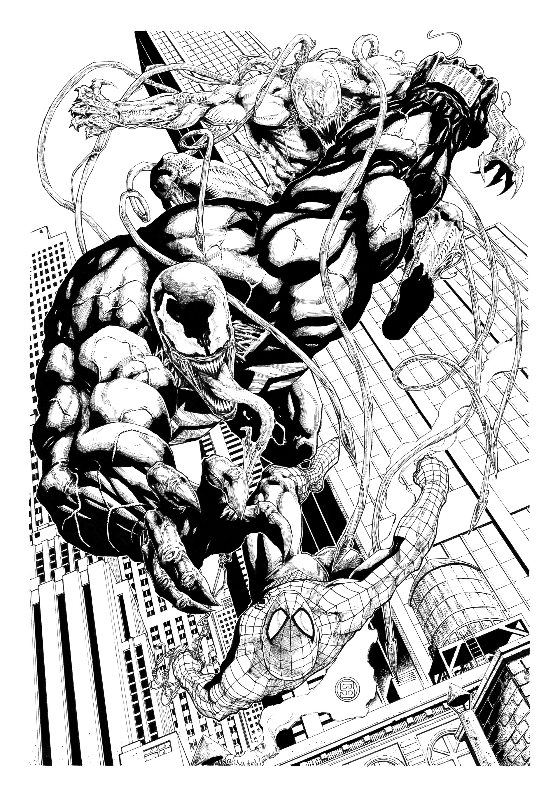 coloring pages spiderman vs venom and carnage