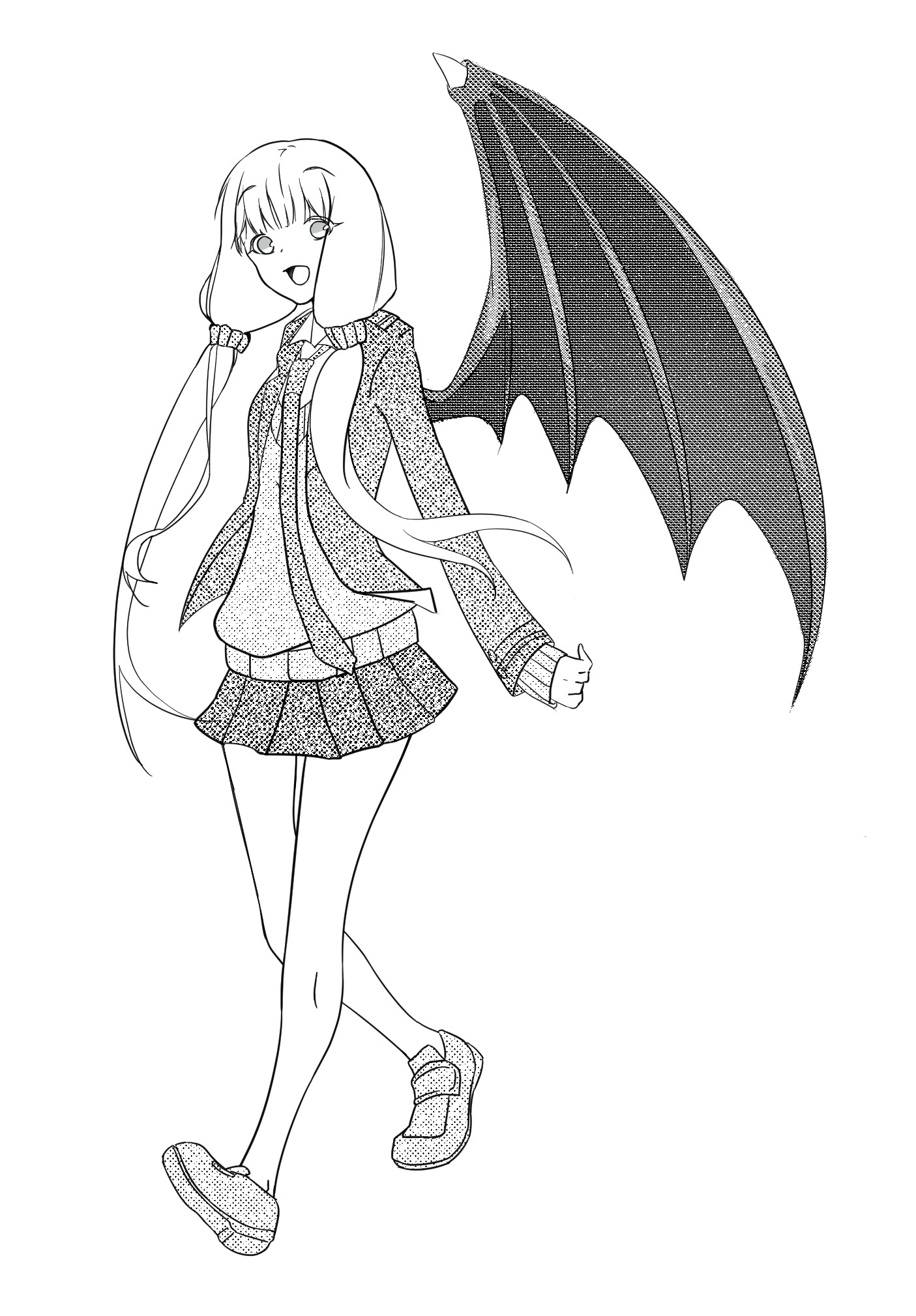 ArtStation - A girl with a bat wing